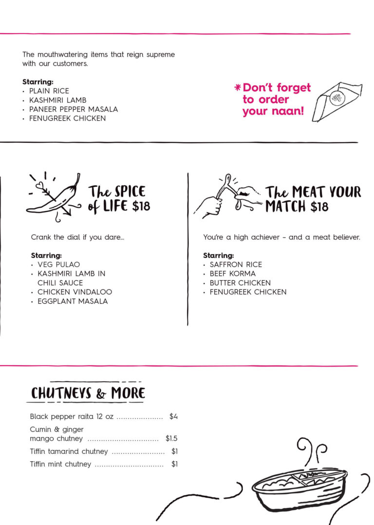 Edmonton Menu | Tiffin India’s Fresh Kitchen